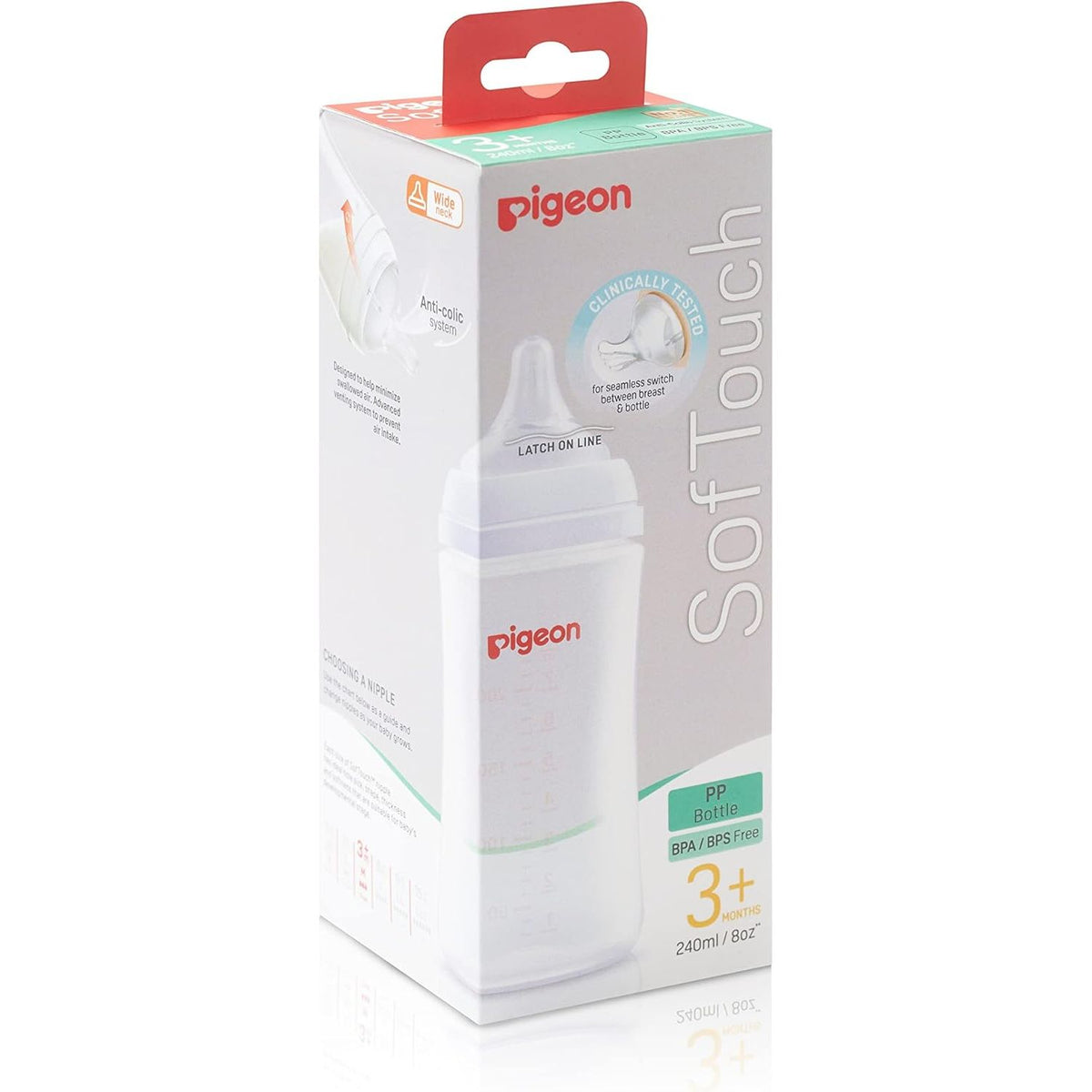 Pigeon SofTouch PP ( WN3) Feeding Bottle 240ml Age- 3Months & Above - Peekaboo