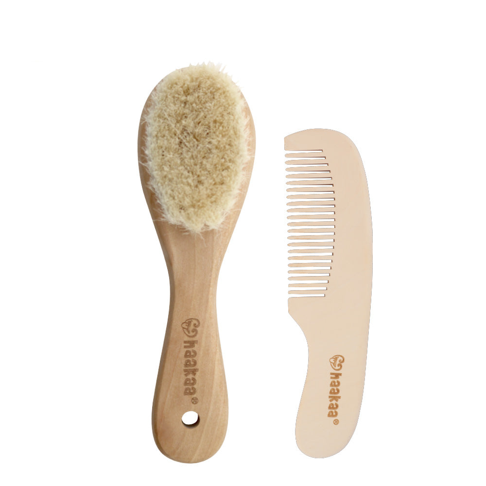 Haakaa Goat Baby Brush & Comb Set Cream Age-3 Months to 12 Months - Peekaboo