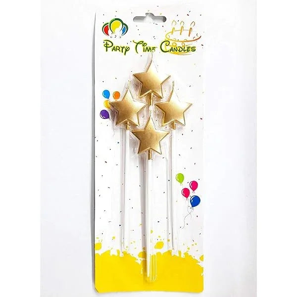 Party Time Star Shape Candles Pack of 4 Assorted - Peekaboo