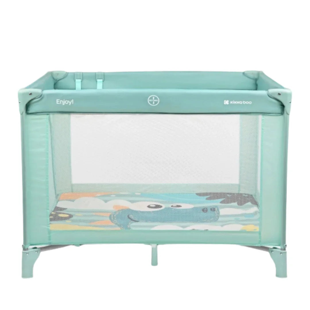 Kikkaboo Enjoy Playpen & Baby Travel Cot with Mattress Pad Mint Dino ...