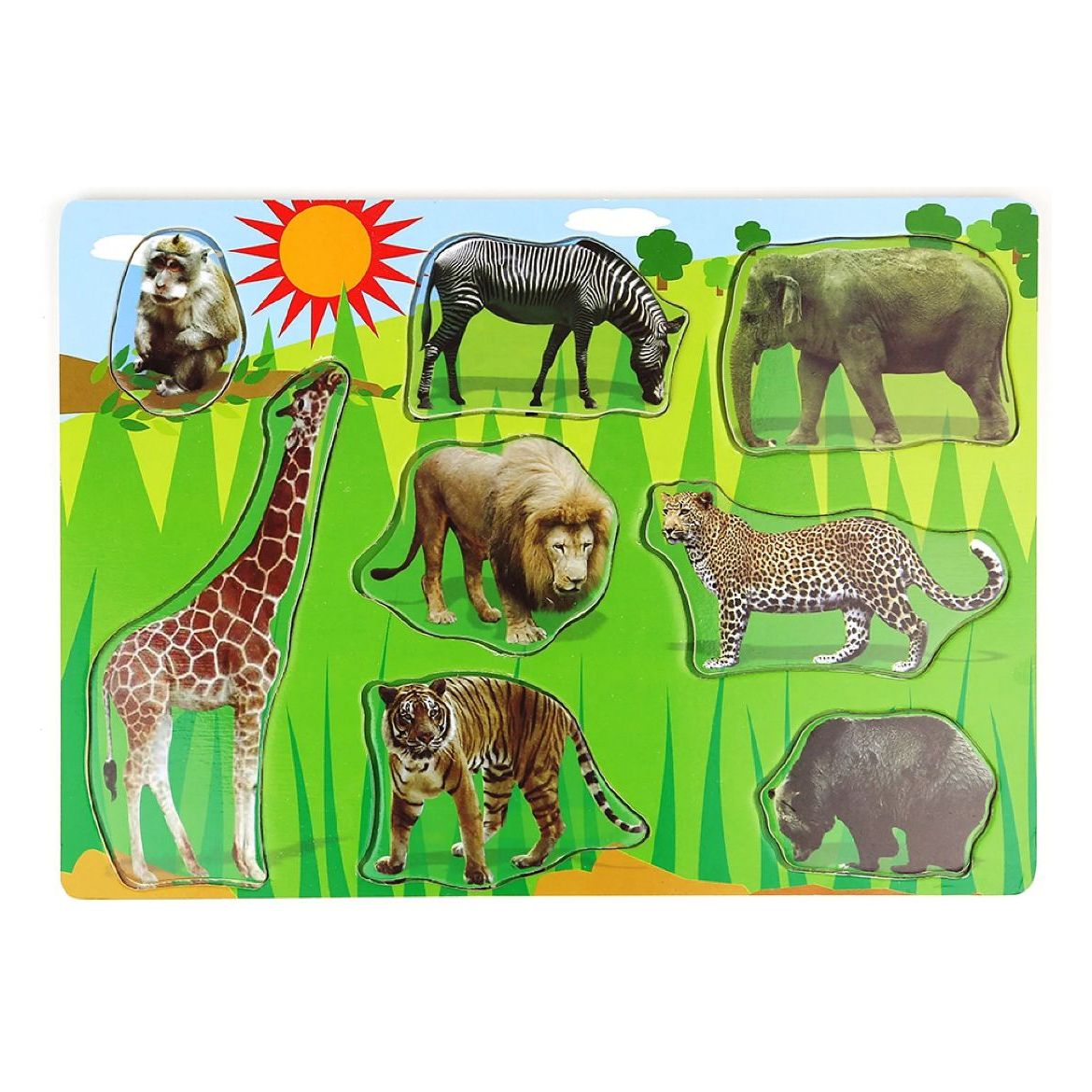 Acool Toys 8-Piece Animals Wooden Puzzle B Multicolor Age- 3 Years ...