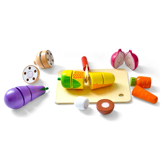 Acool Toys Wooden Role Play Veggie Cutting Set of 9 Age- 3 Years ...