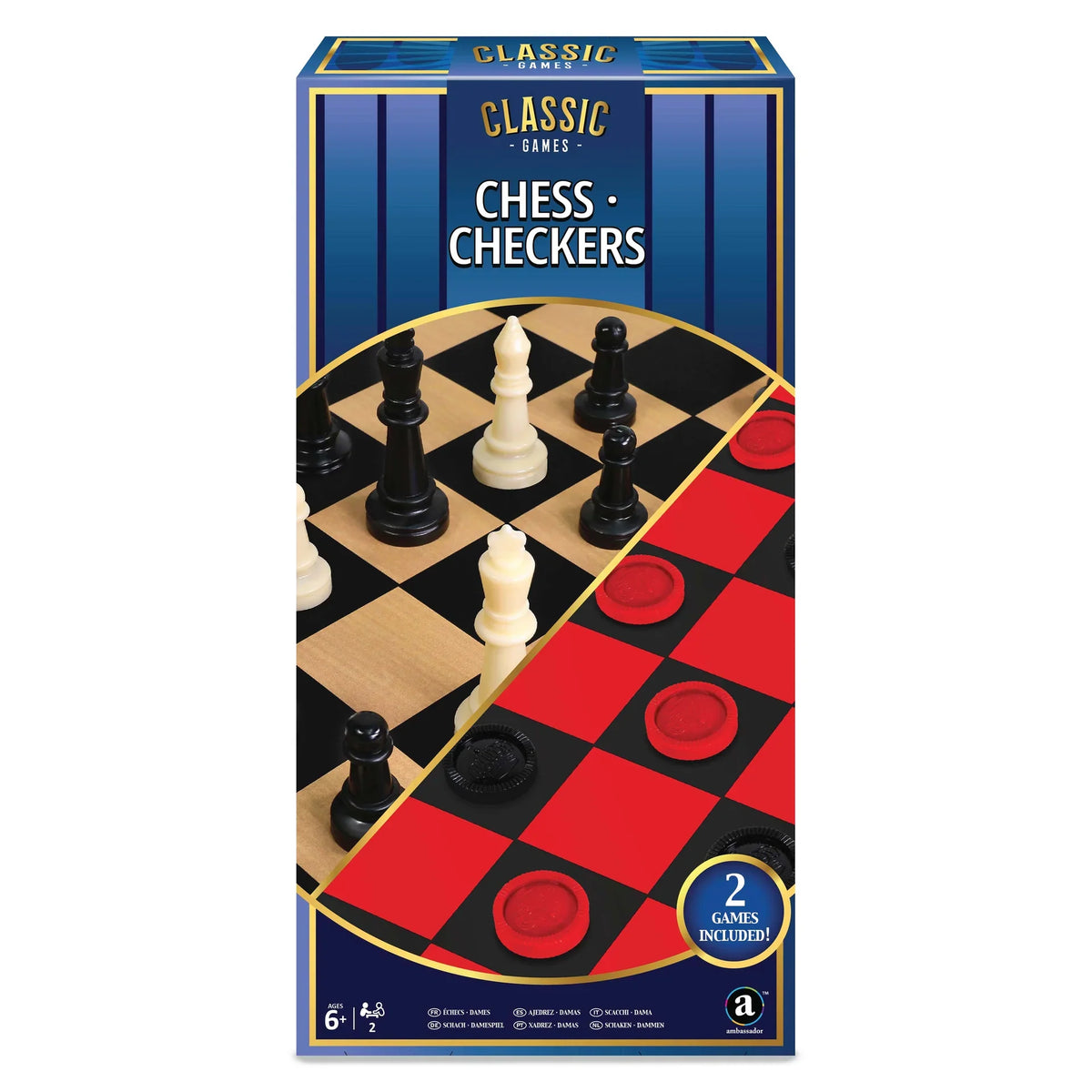 Classic Games - 2-in-1 Chess, Checkers (basic) Board Game Age- 5 Years ...