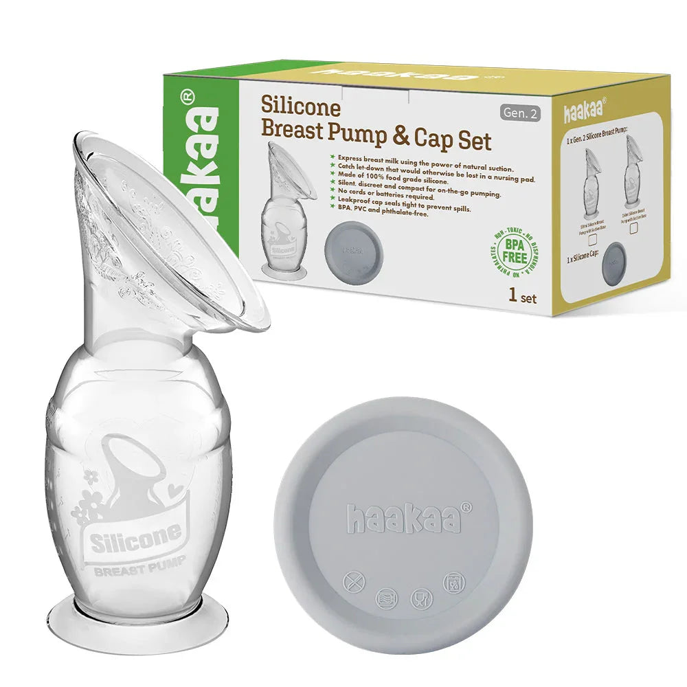 Haaka Silicone Breast Pump with Suction Base & Silicone Cap (Upgraded ...