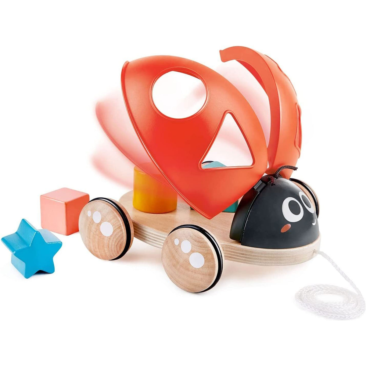 Hape Wooden Ladybug Themed Shape Sorter Push & Pull-Along Toy Age- 12 ...