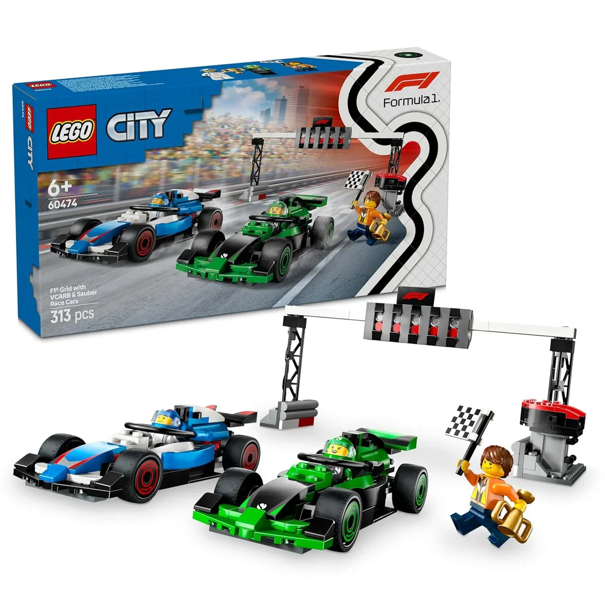 Lego F1® Grid with VCARB & Sauber Race Cars Kids Building Blocks 60474 ...