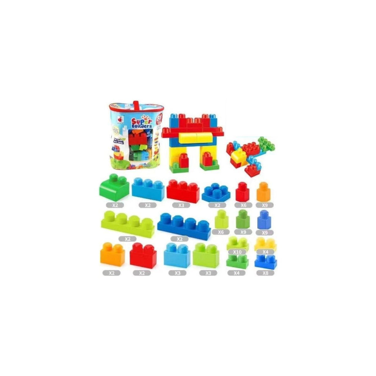 Pibi Super Builders Large Assembly Blocks 88 Pcs Multicolor Age-18 ...