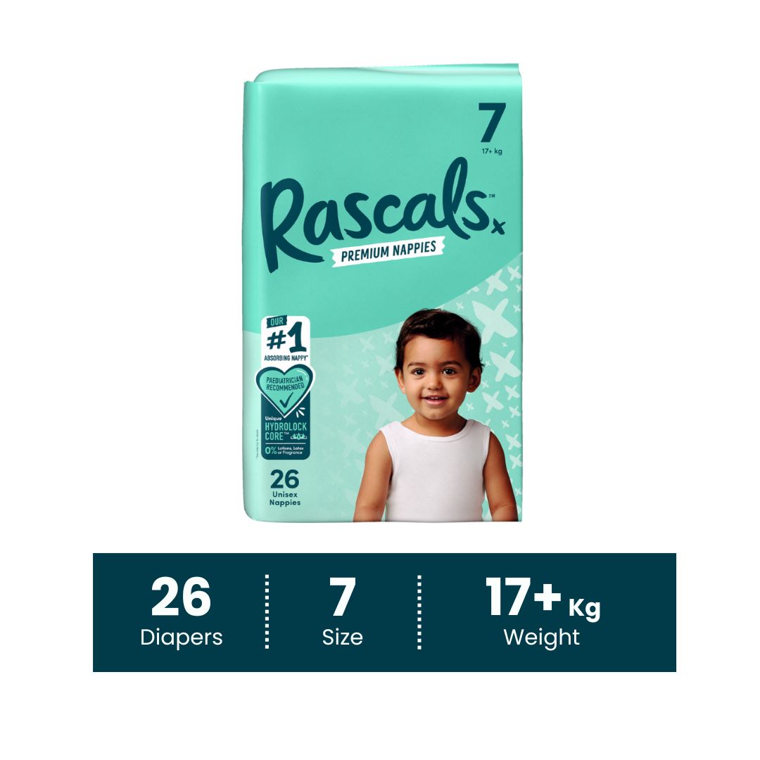 Rascals Premium Adhesive Junior Kids Nappy Diapers Size 7 (18 Kgs ...