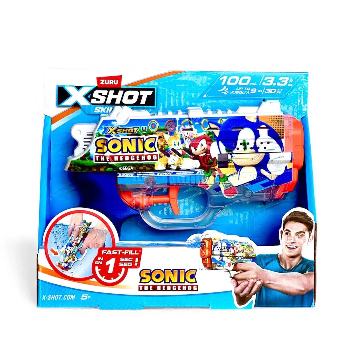 Zuru XSHOT Fast-Fill Skins Nano Sonic The Hedgehog Water Blaster Age- 5 ...