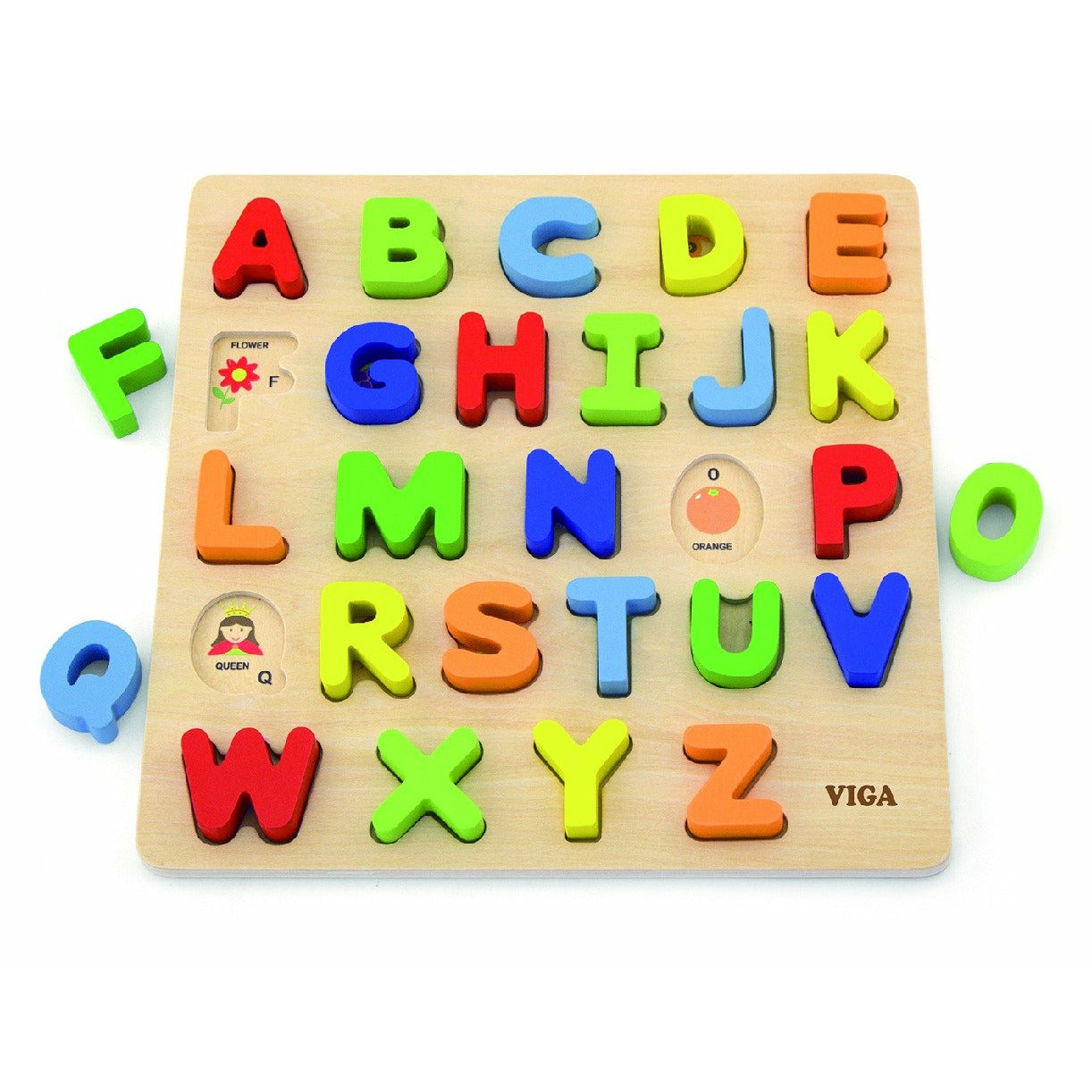 VIGA Alphabet Block Puzzle - Uppercase Letters Age 18m+ - Peekaboo