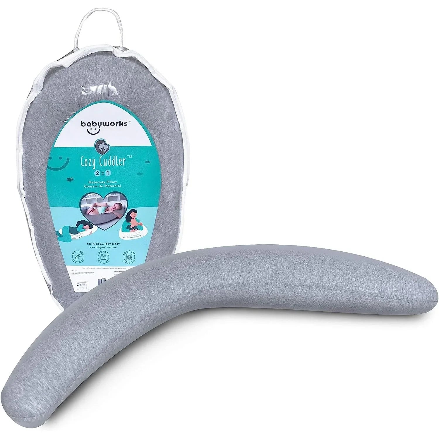 Baby Works Cozy Cuddler™ Body Pillow And Nursing Support Grey - Peekaboo