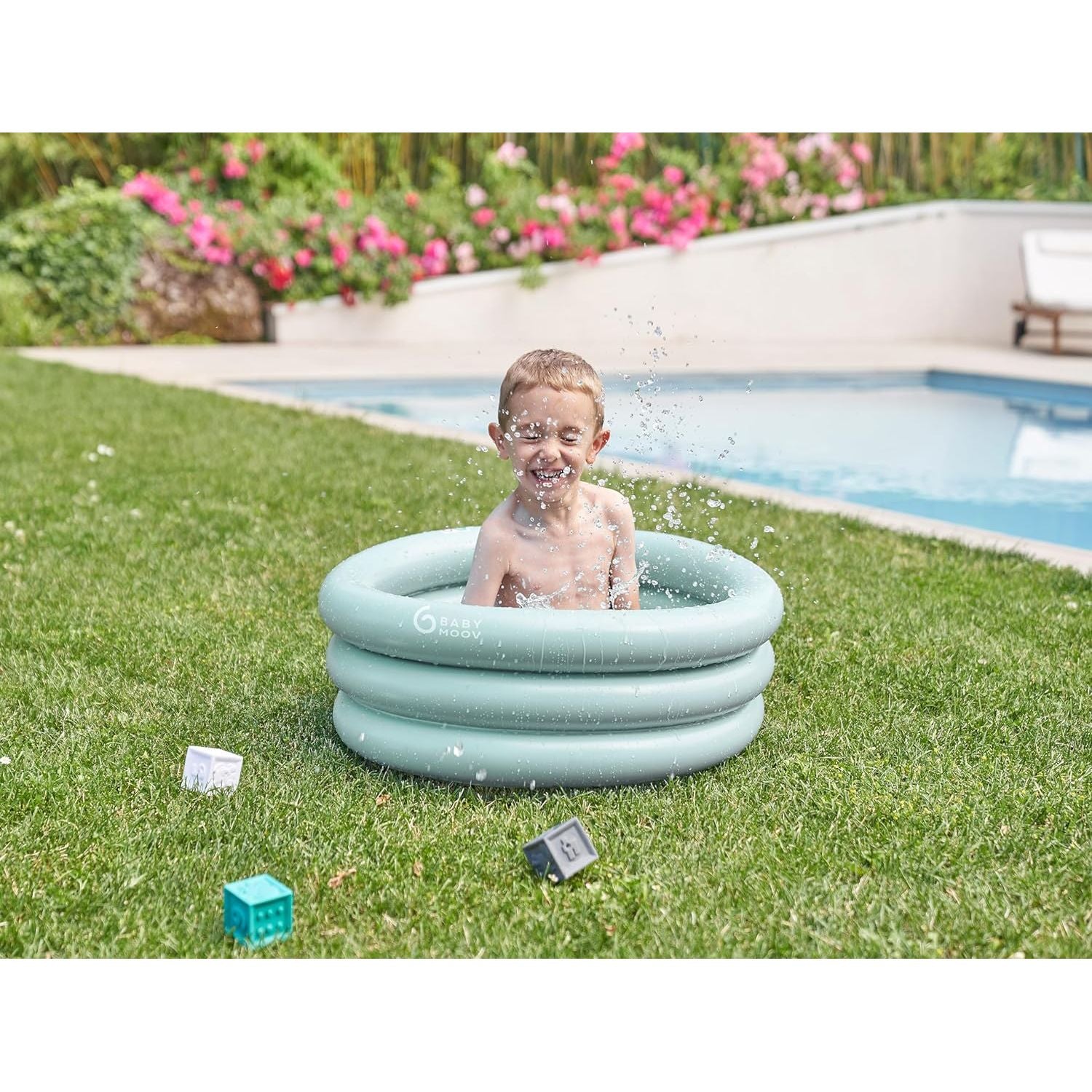 Babymoov Adaptable Inflatable Bath Tub/Paddling Pool Aqua Dots Blue Age ...