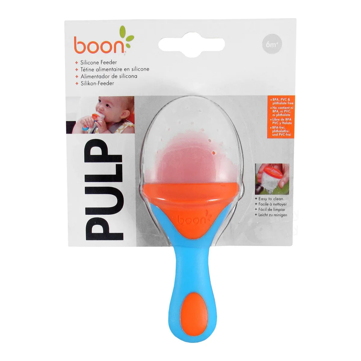Tomy Boon Pulp Silicone Feeder - Blue/Orange 6M+ - Peekaboo
