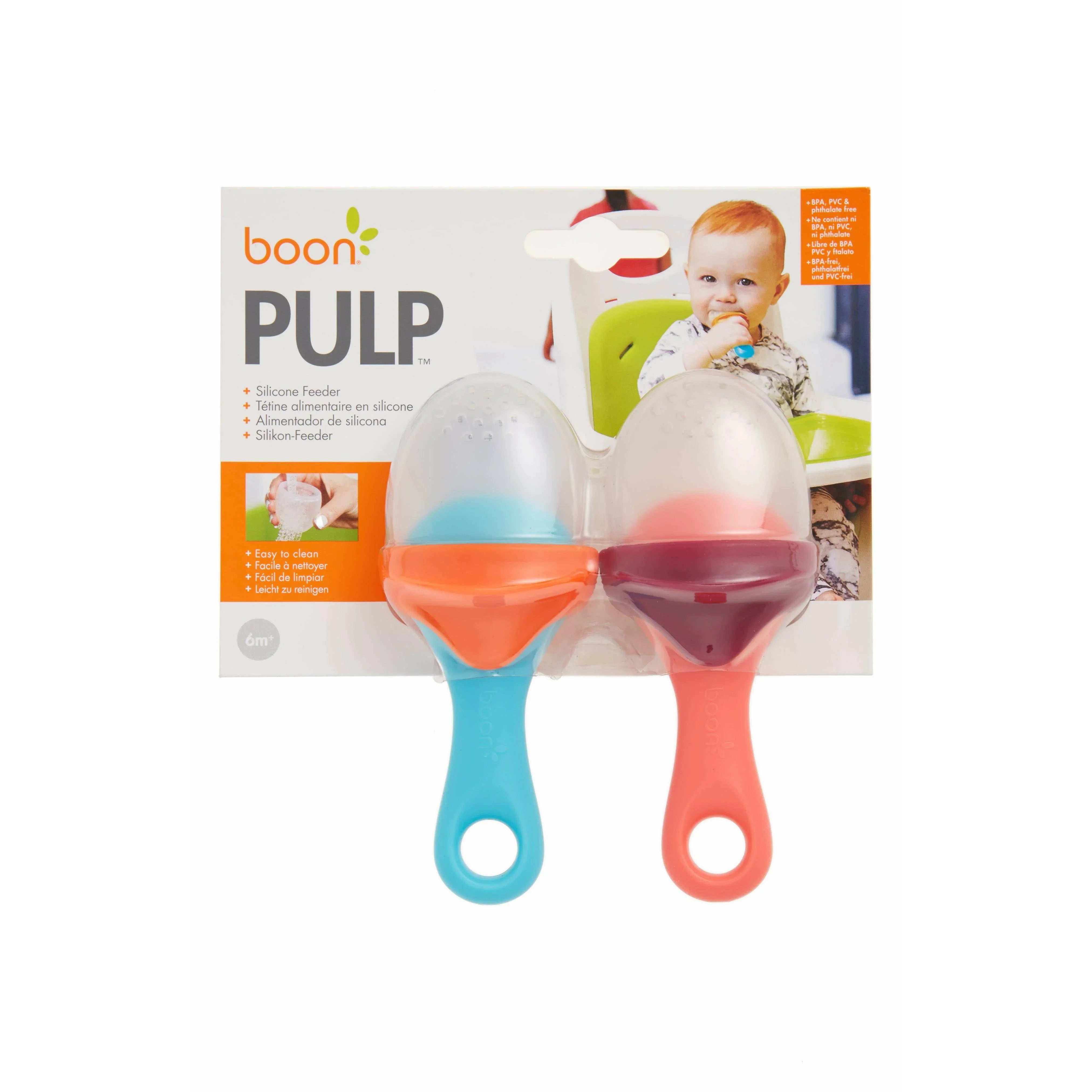 Tomy Boon Pulp Feeder 2 Pack Blue & Coral 6M+ - Peekaboo