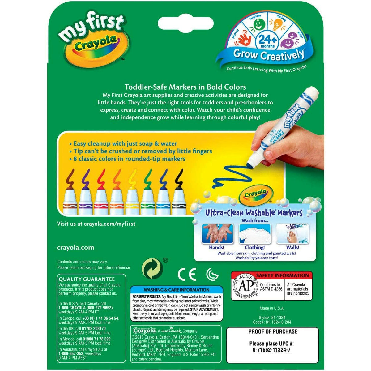 Crayola My First Washable Markers 8 Pieces 2Y+ - Peekaboo