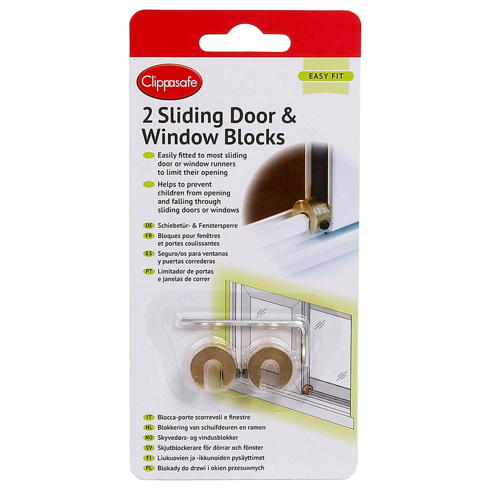 Clippasafe Sliding Door & Window Blocks - 2 Pcs/Pack (Brass) Age ...