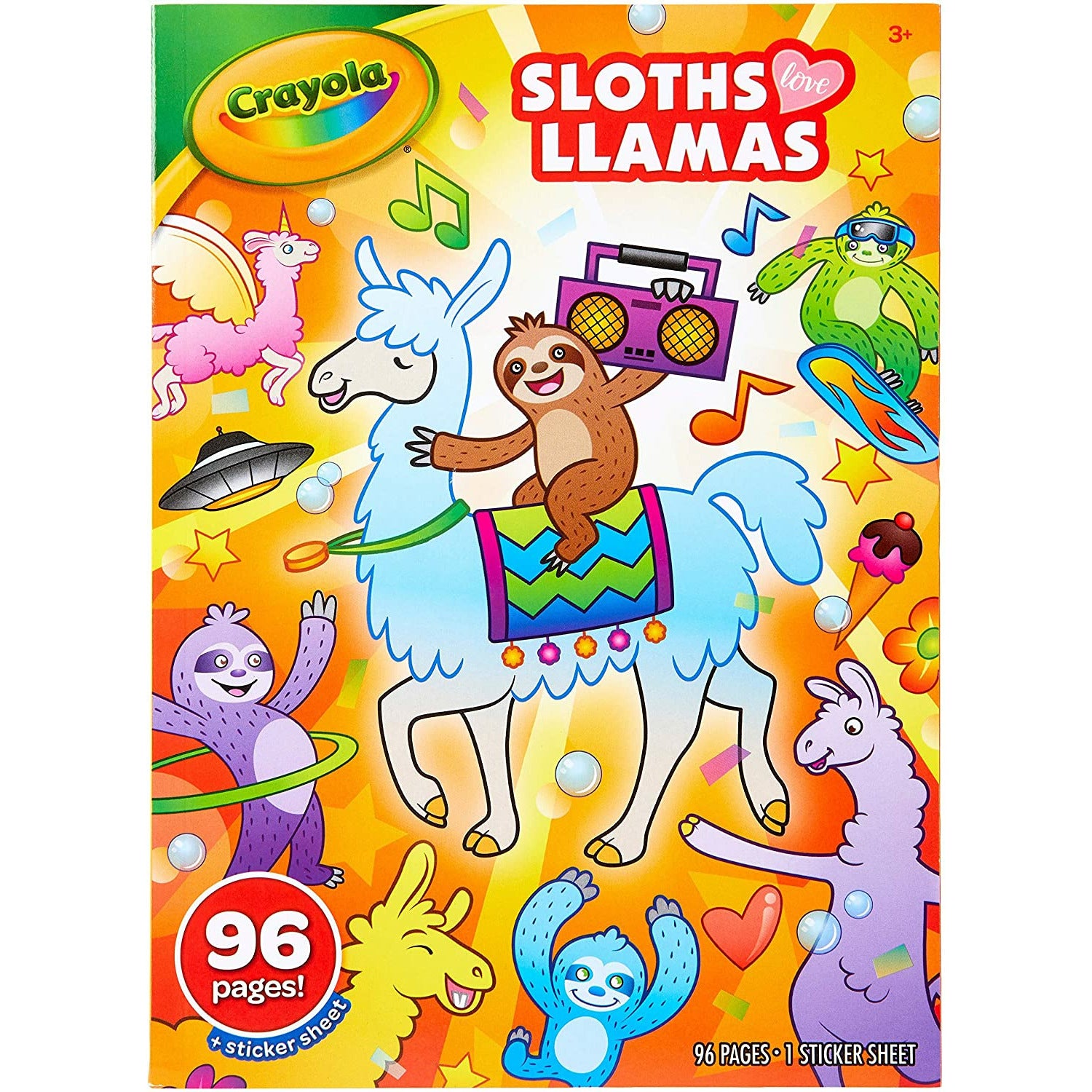 Crayola Sloths & Llamas Coloring Book 96 Pages - Peekaboo