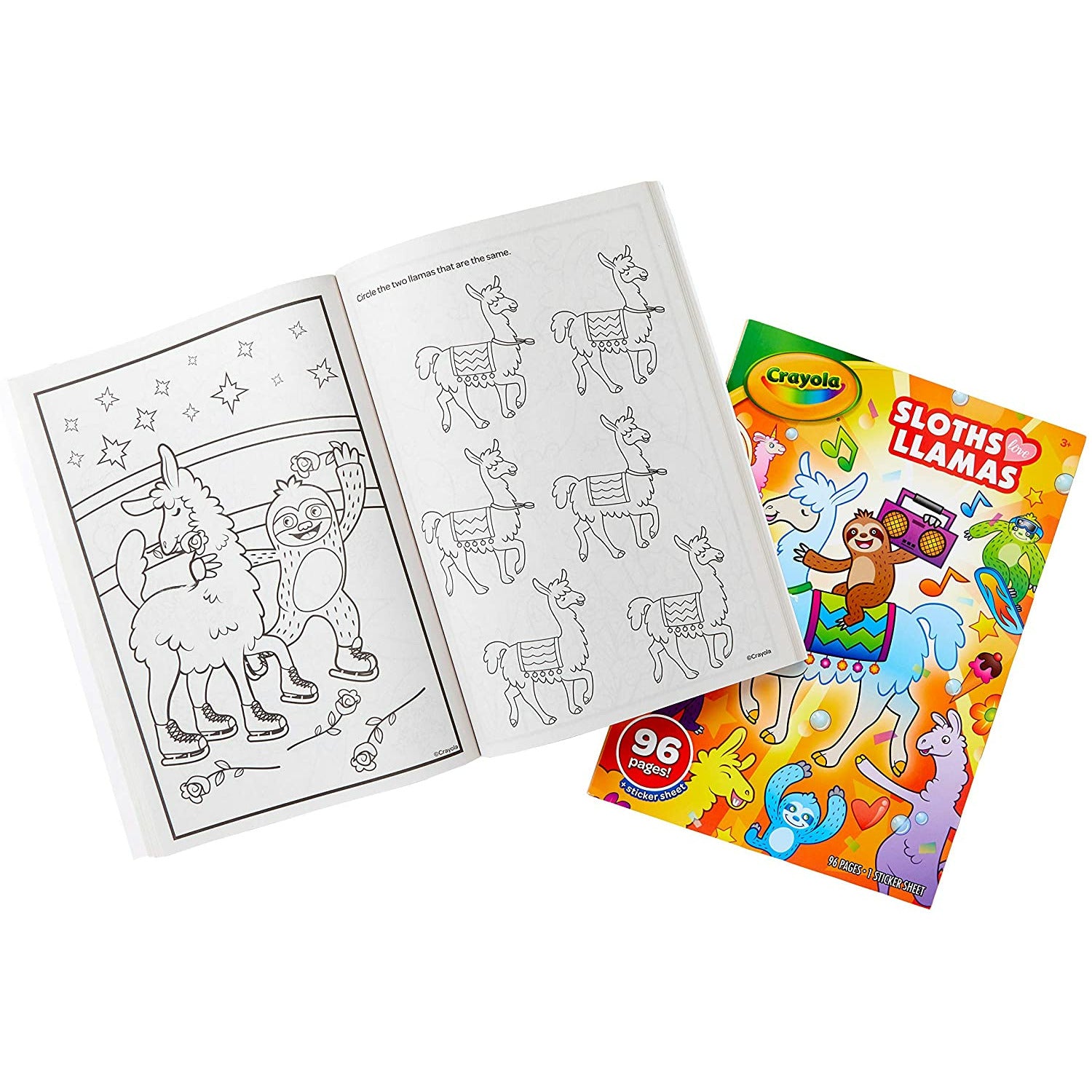 Crayola Sloths & Llamas Coloring Book 96 Pages - Peekaboo