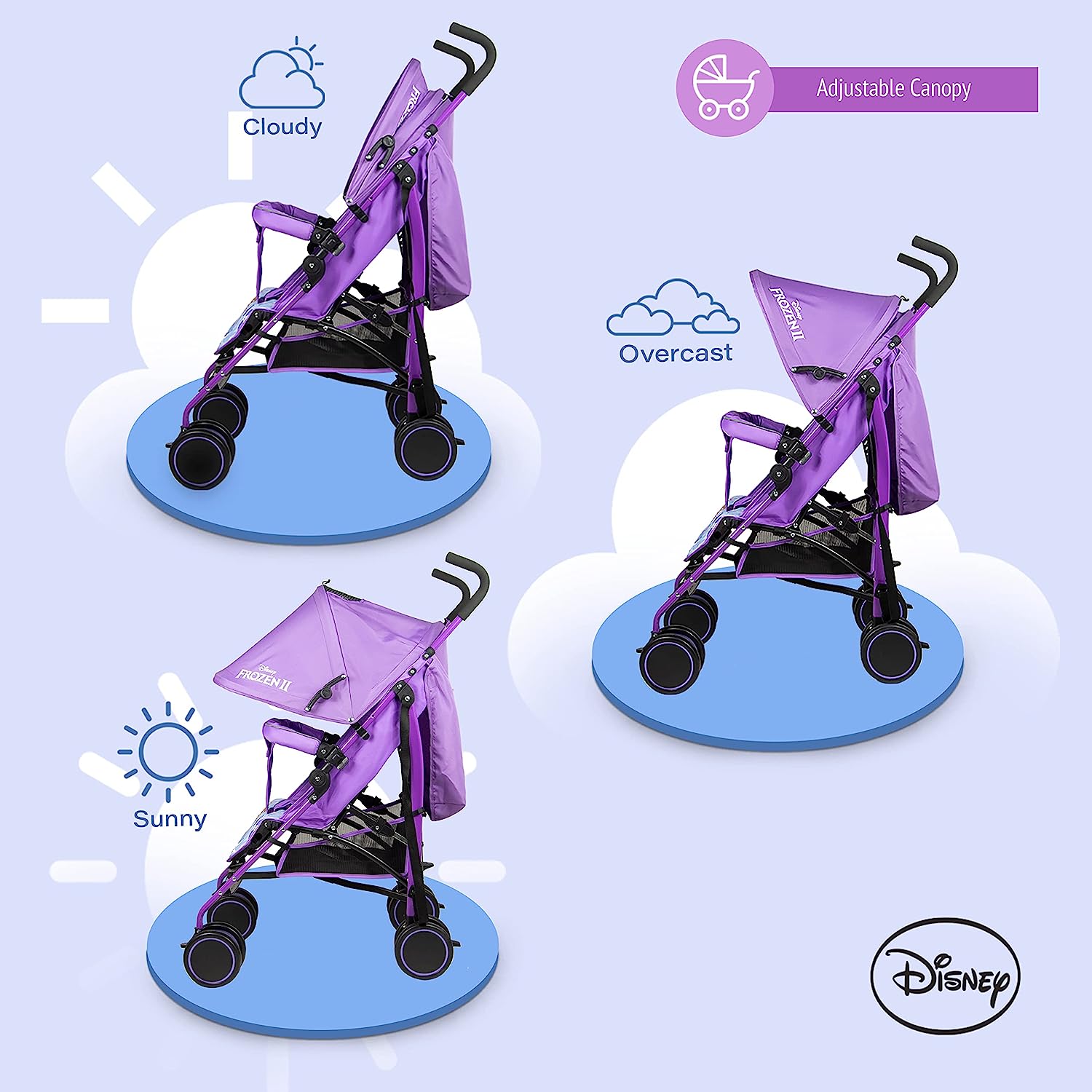 Disney Frozen 2 Lightweight Adventure Stroller + Storage Cabin Purple ...