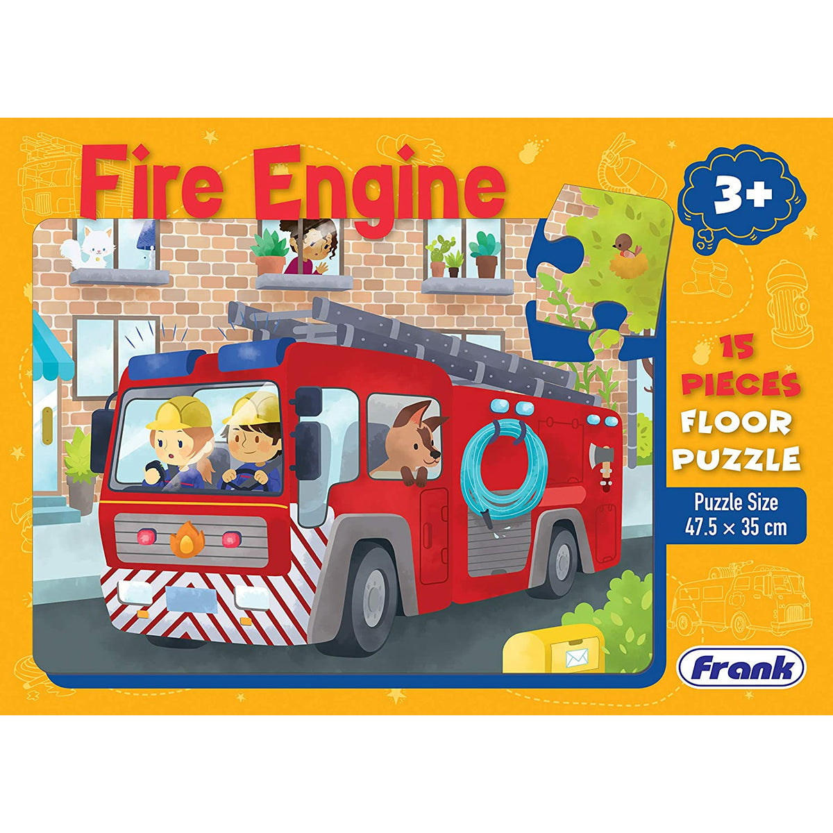 Frank Puzzles Fire Engine Floor Puzzles (15 Pcs) - Peekaboo
