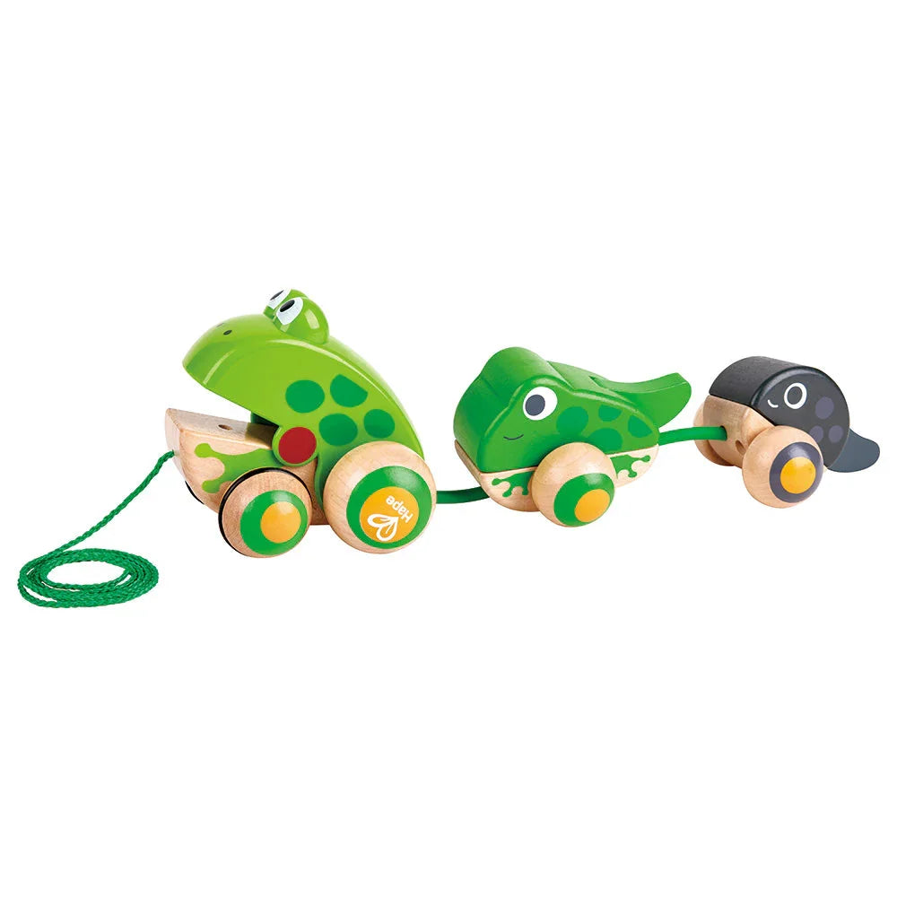 Hape Pull-Along Frog Family Green Age- 12 Months & Above - Peekaboo