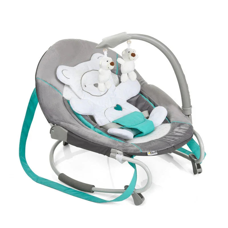 Hauck Leisure Bear Hearts Baby Rocker Grey Age- Newborn & Above - Peekaboo