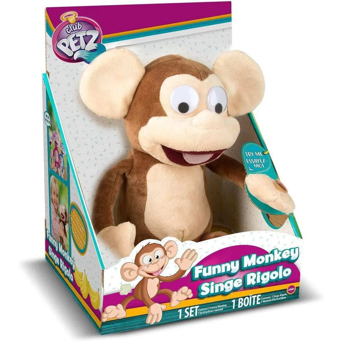 Club Petz Funny Friends Monkey Plush Toy Brown Age- 18 Months & Above ...
