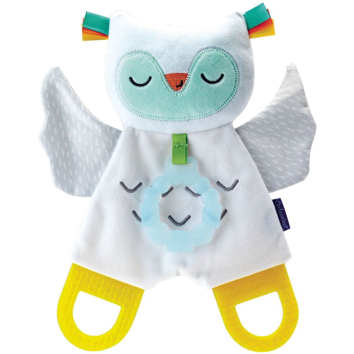 Infantino Glow-in-the-Dark Cuddle & Teether Owl White Age- Newborn ...