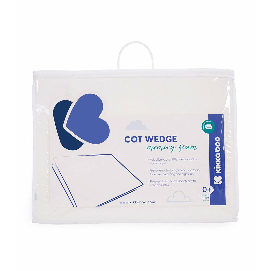 Kikkaboo Memory Foam Cot Wedge Grey Velvet Age 0-6M Unisex - Peekaboo