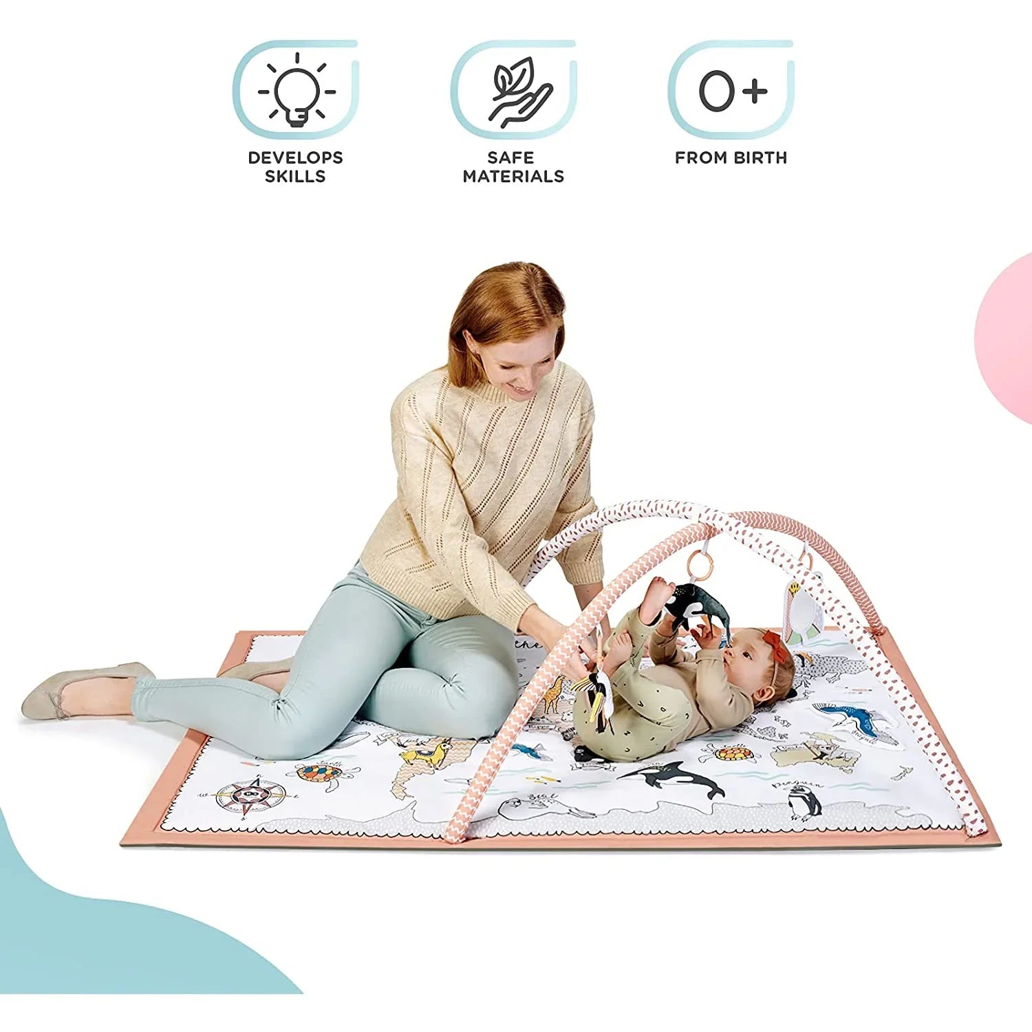 Kinderkraft 3-in-1 Tippy Educational Playmat Multicolor Age- Newborn ...