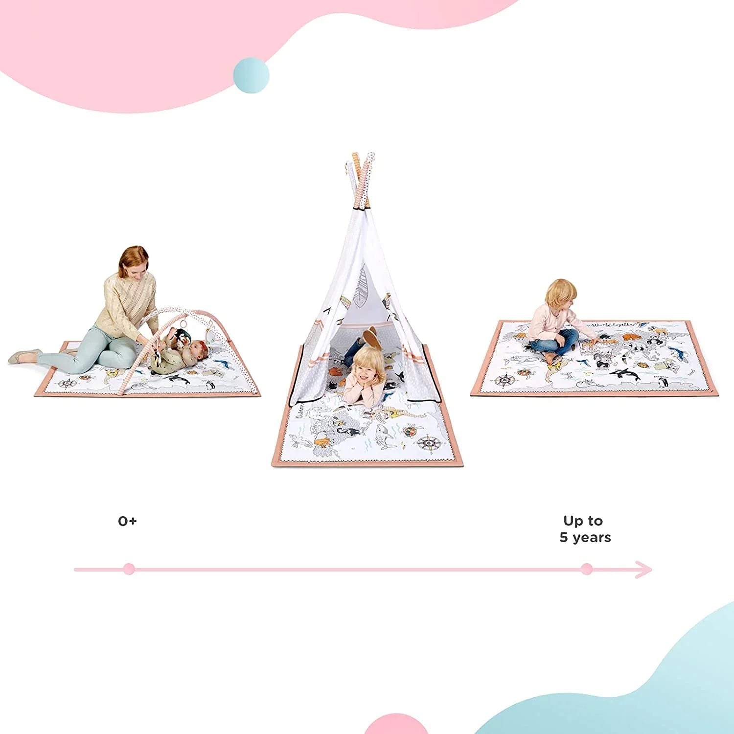 Kinderkraft 3-in-1 Tippy Educational Playmat Multicolor Age- Newborn ...