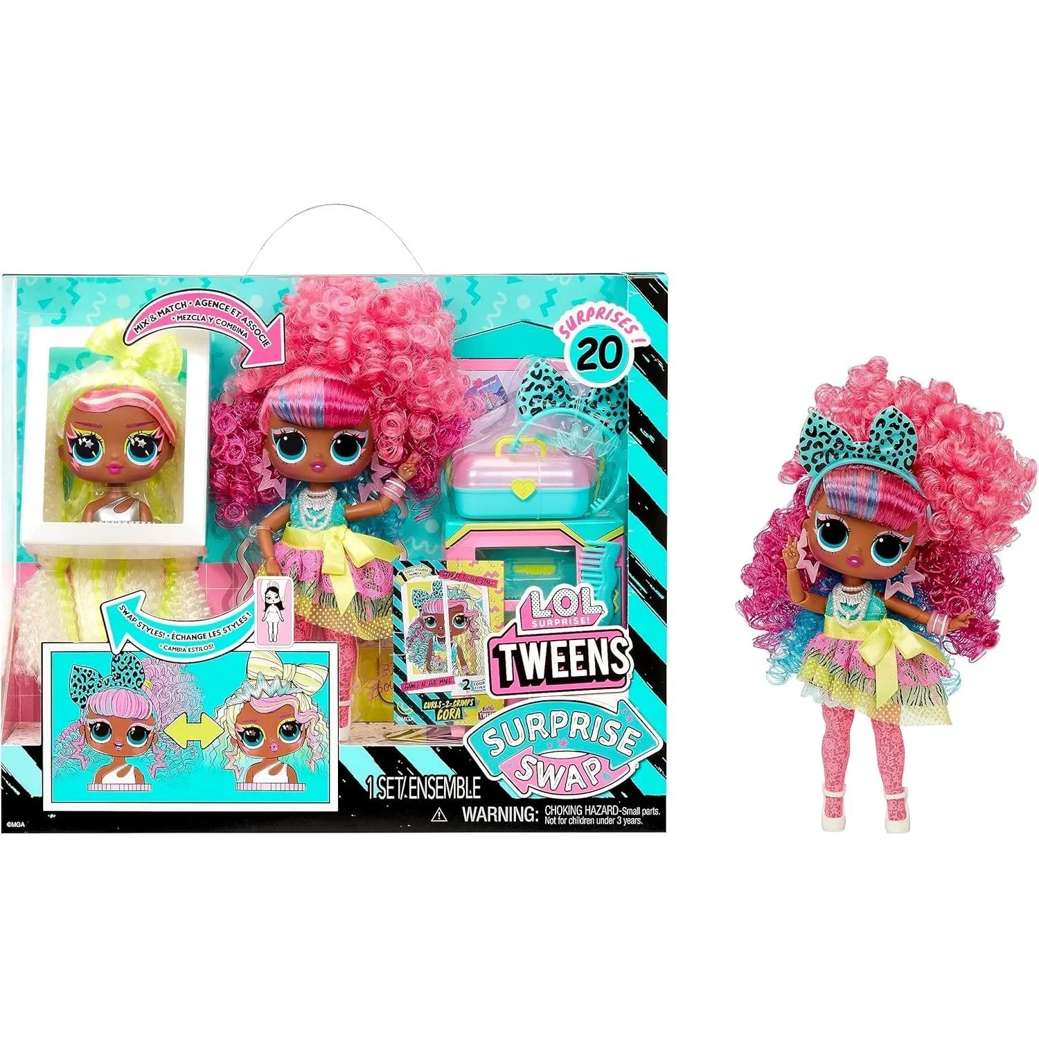 L.O.L. Surprise! Tweens Surprise Swap Curls-2-Crimps Cora Fashion Doll ...