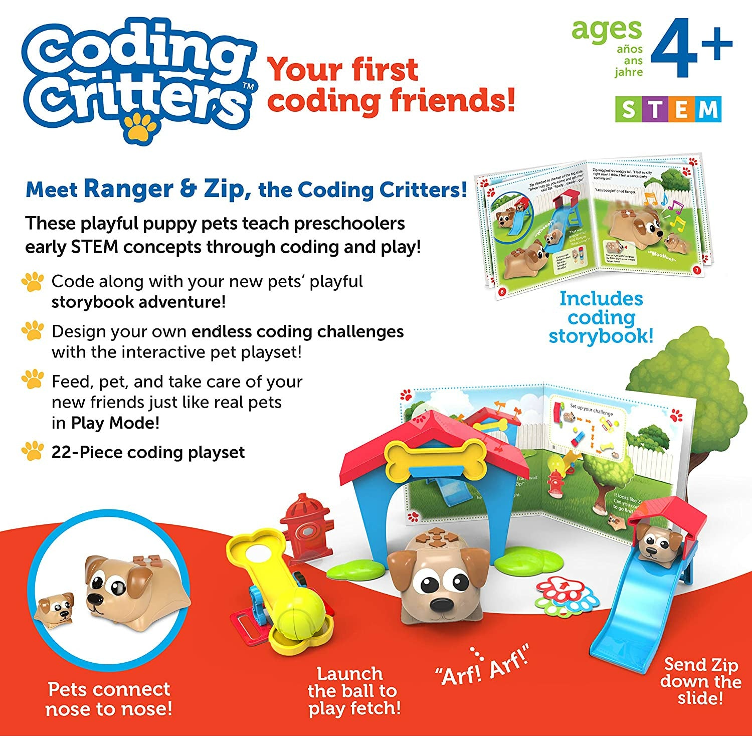 Learning Resources Coding Critters™ Ranger & Zip 4+ - Peekaboo