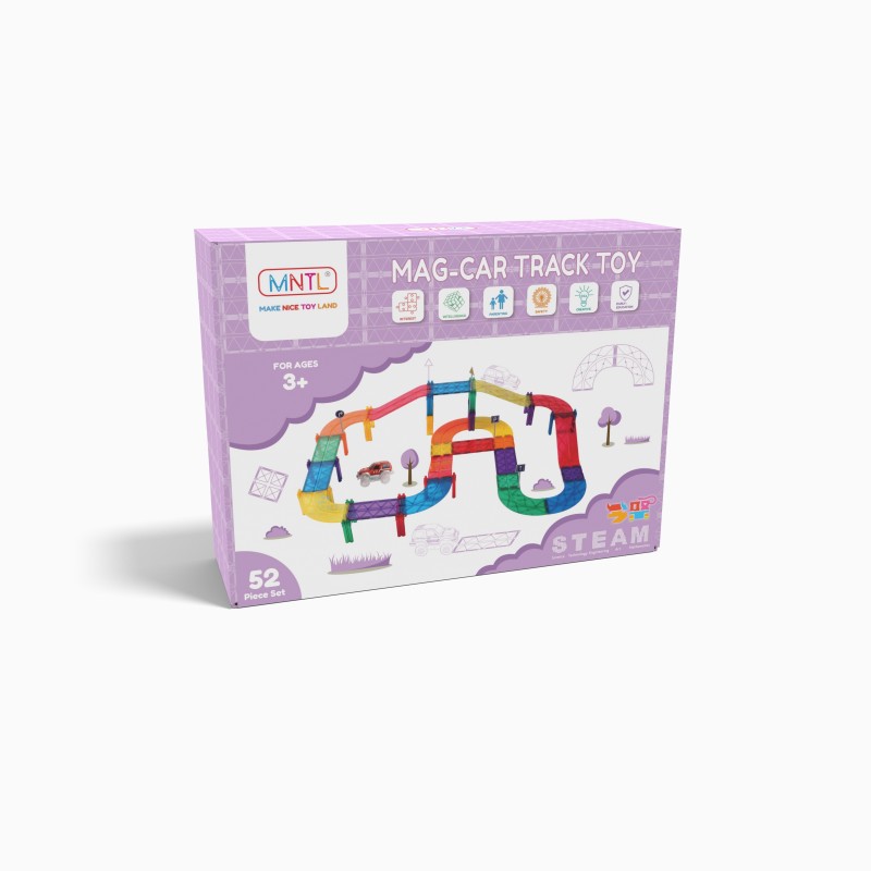 Pibi MNTL 52 Pieces Magnetic Car Track Toy Set Age- 3 Years & Above ...
