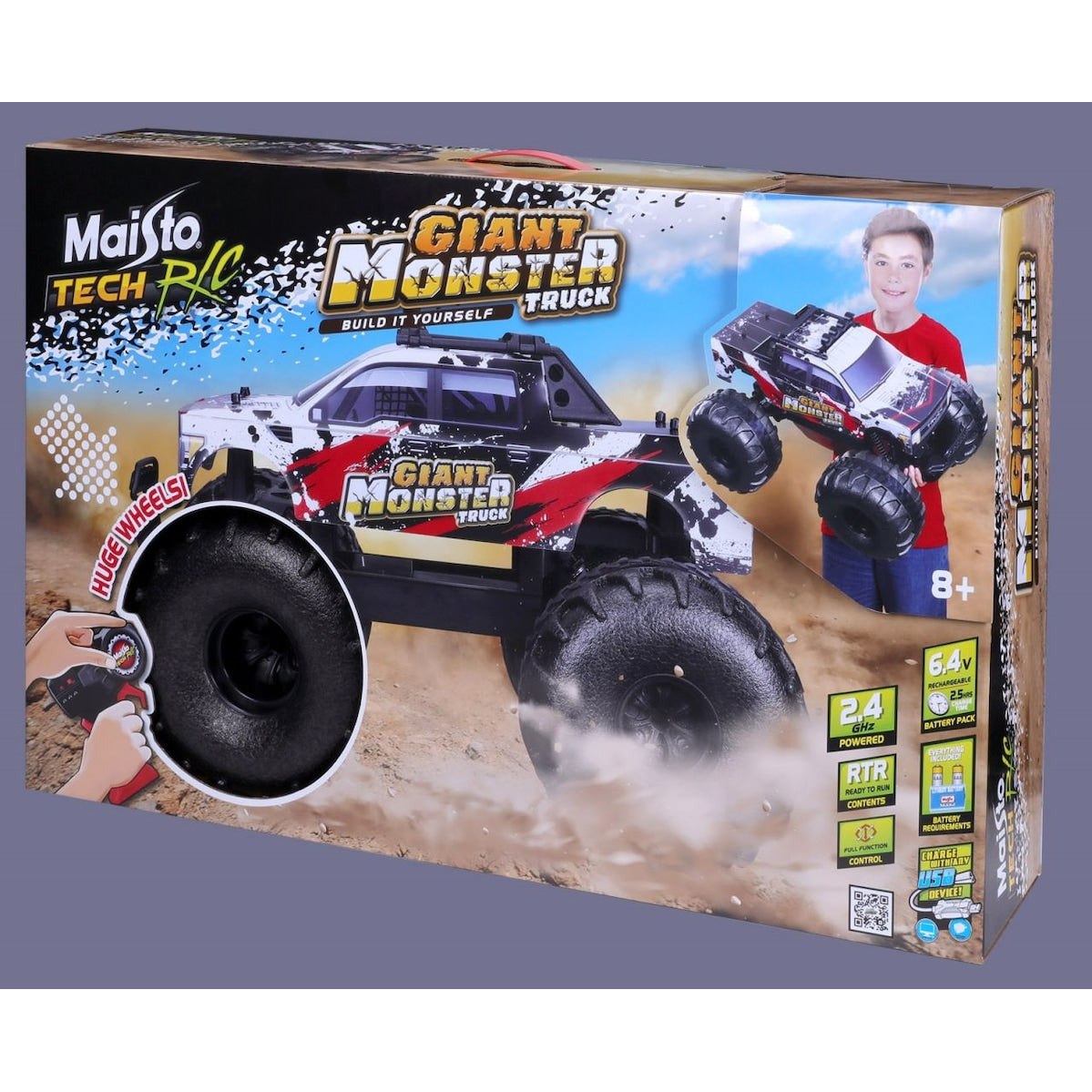 Maisto Tech 1 8 RC Car Giant Wheel Off-Road 2.4Ghz & USB with Remote ...