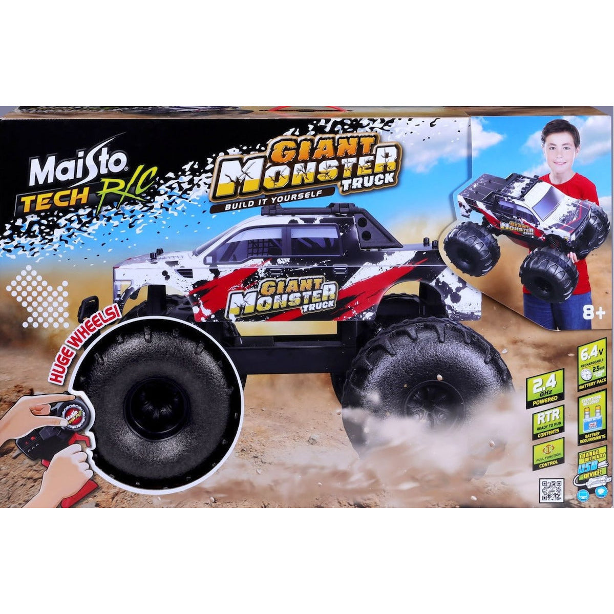Maisto Tech 1 8 RC Car Giant Wheel Off-Road 2.4Ghz & USB with Remote ...