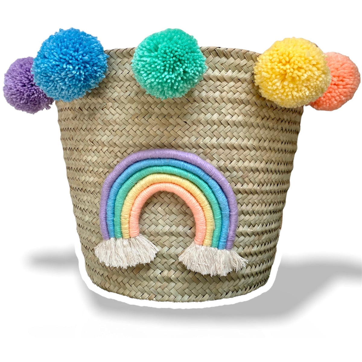 Woven Jute Medium Sized Rainbow Storage Basket - Peekaboo