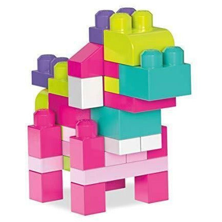 Mega Blocks Big Building Bag 60 Pieces Pink Age- 12 Months & Above ...