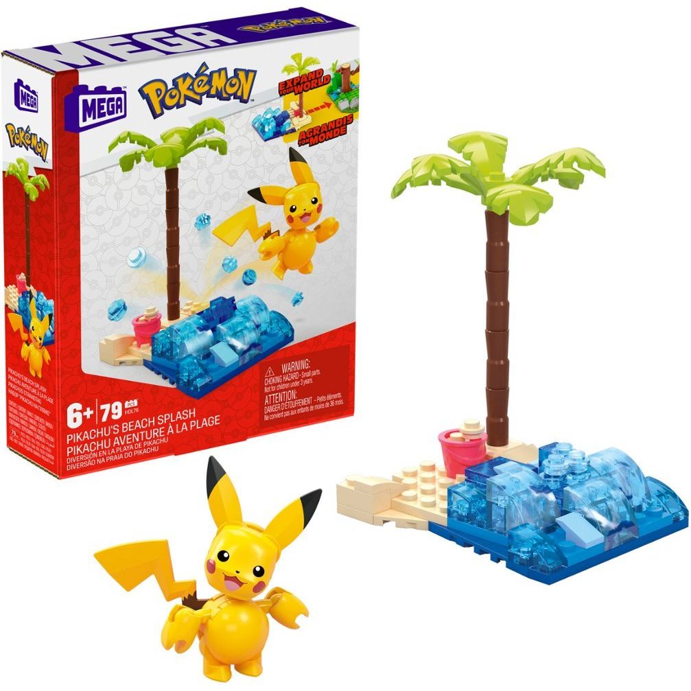 Mega Bloks Construx Pokémon Pikachu's Beach Splash Building Toy Kit (79 ...