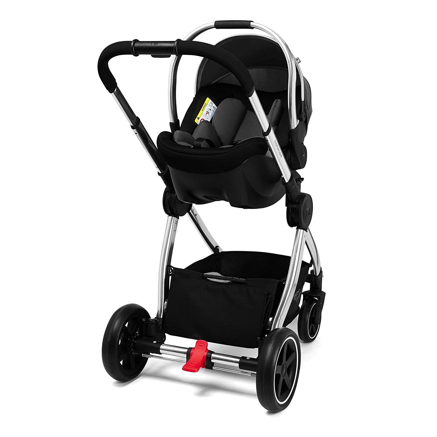 Mothercare Journey 4 Wheel Pushchair Stroller + Carseat Chrome/Black ...
