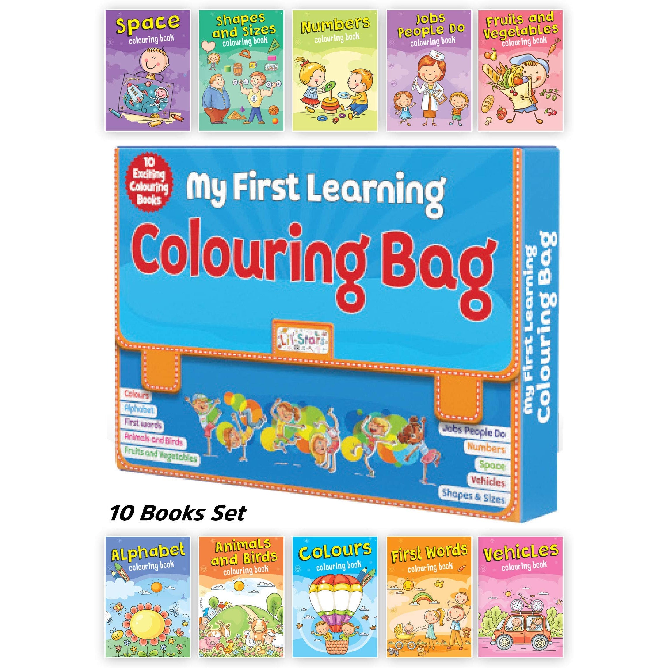 My First Learning Colouring Bag - Set of 10 Exciting Colouring Books ...