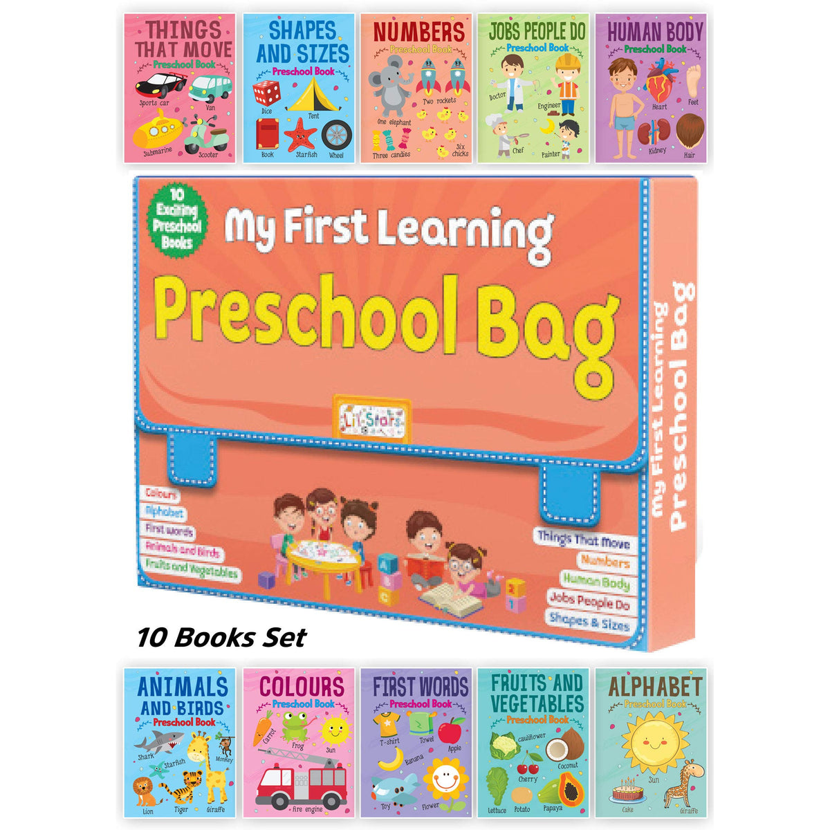 My First Learning Preschool Bag - Set of 10 Exciting Preschool Books ...