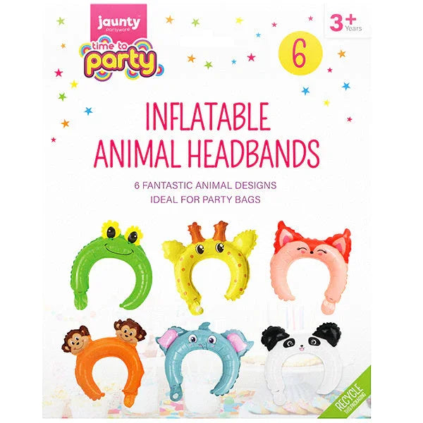 Jaunty Partyware Assorted Inflatable Animal Headbands 6 Pack Age-18 ...