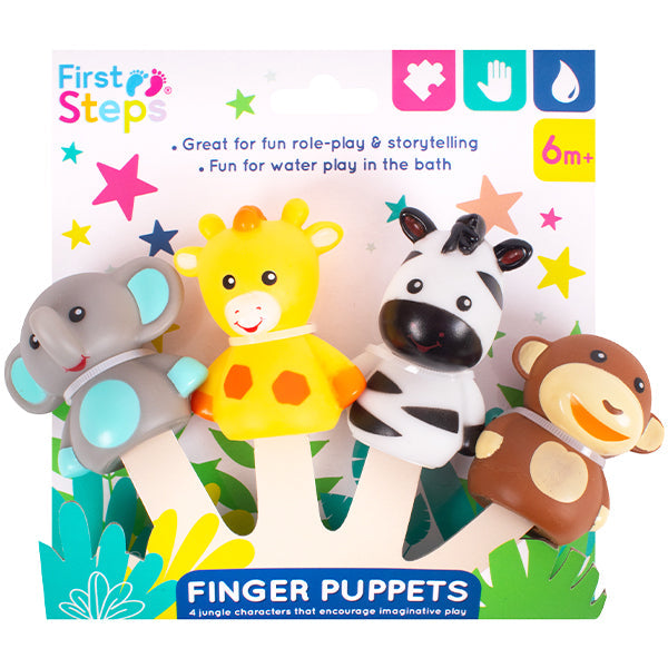 Pibi First Steps Animal Finger Puppets Baby Bath Toy 4 Pack Age-18 ...