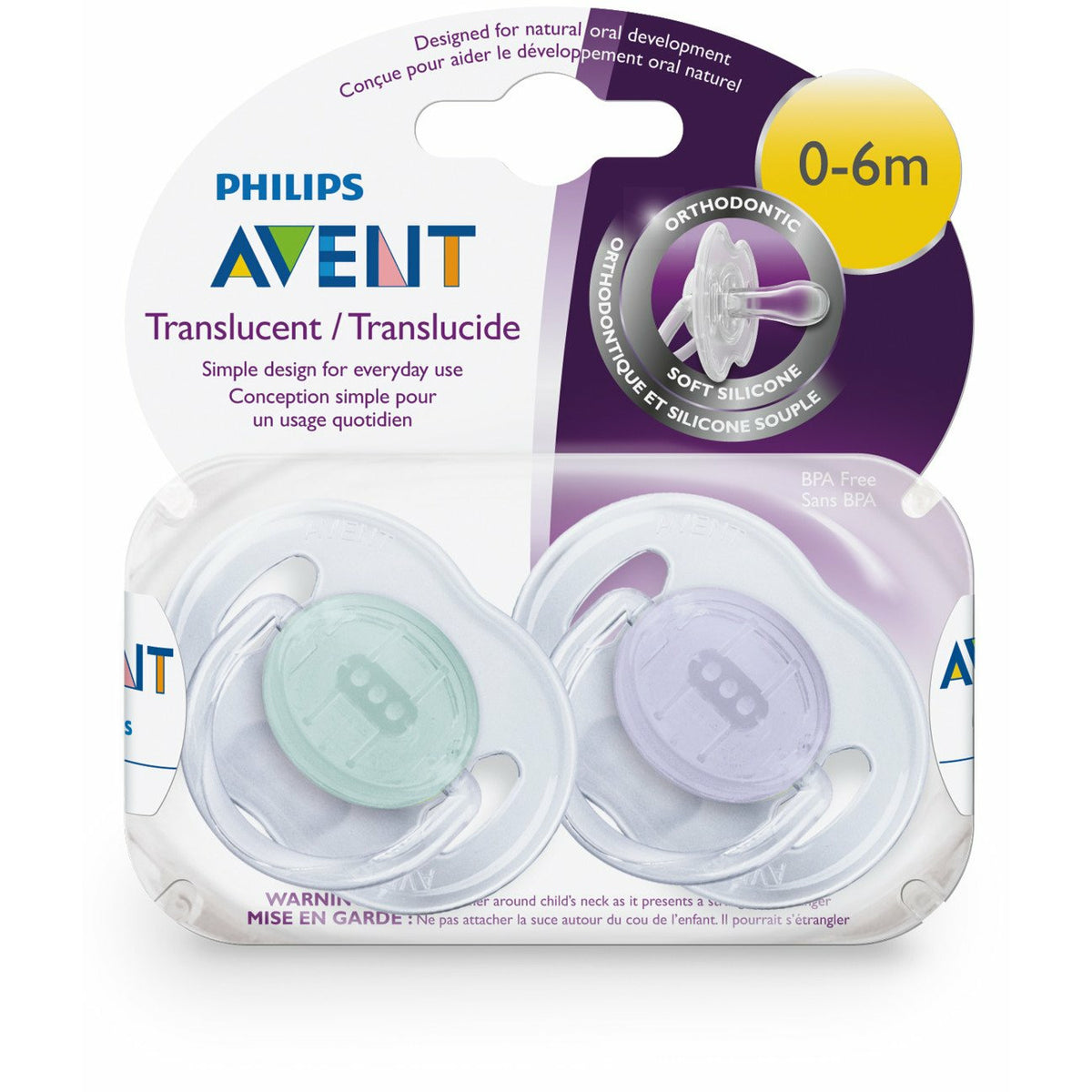 Philips Avent Translucent Orthodontic Pacifier Age- Newborn to 6 Months ...