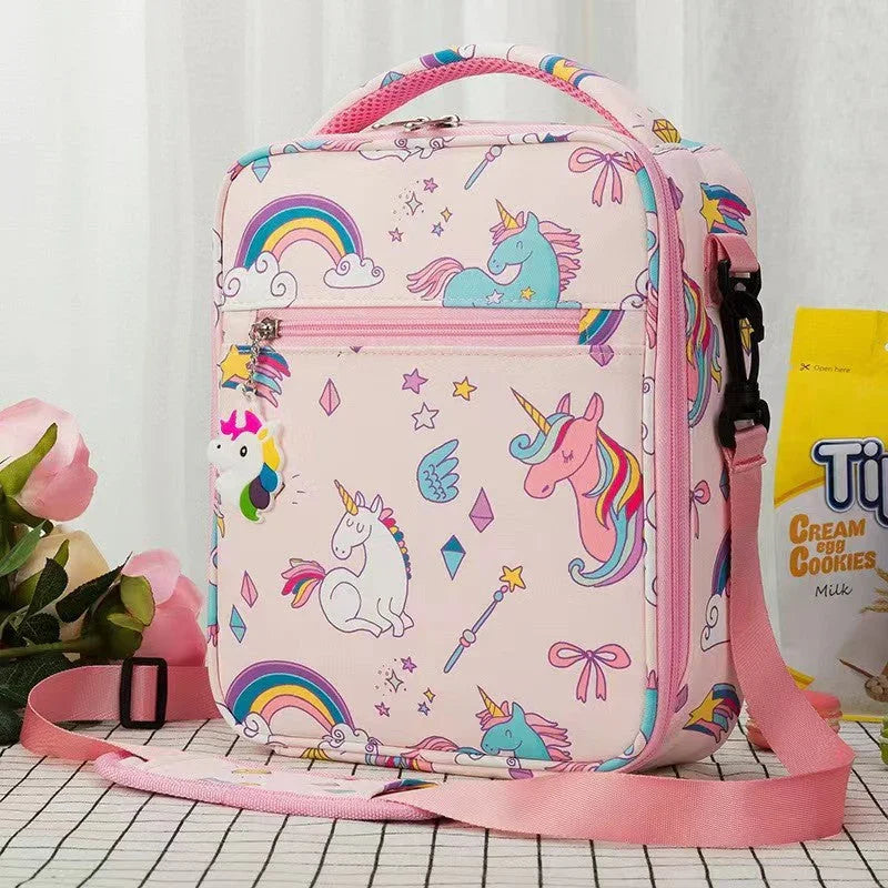 Pibi 2-in-1 Cute Unicorn Stationery & Cooler Lunch Bag Baby Pink - Peekaboo