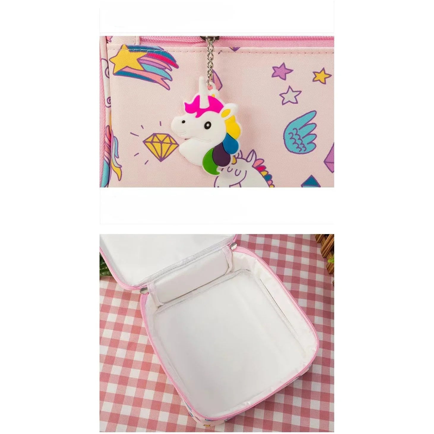 Pibi 2-in-1 Cute Unicorn Stationery & Cooler Lunch Bag Baby Pink - Peekaboo