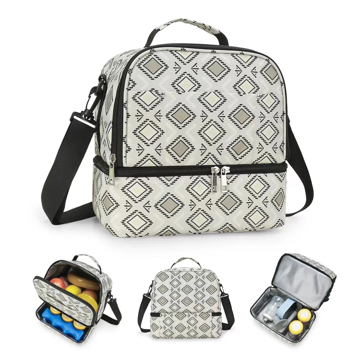 Pibi 2-in-1 Insulated bottle & Lunch Bag Grey/Black Age- Newborn ...