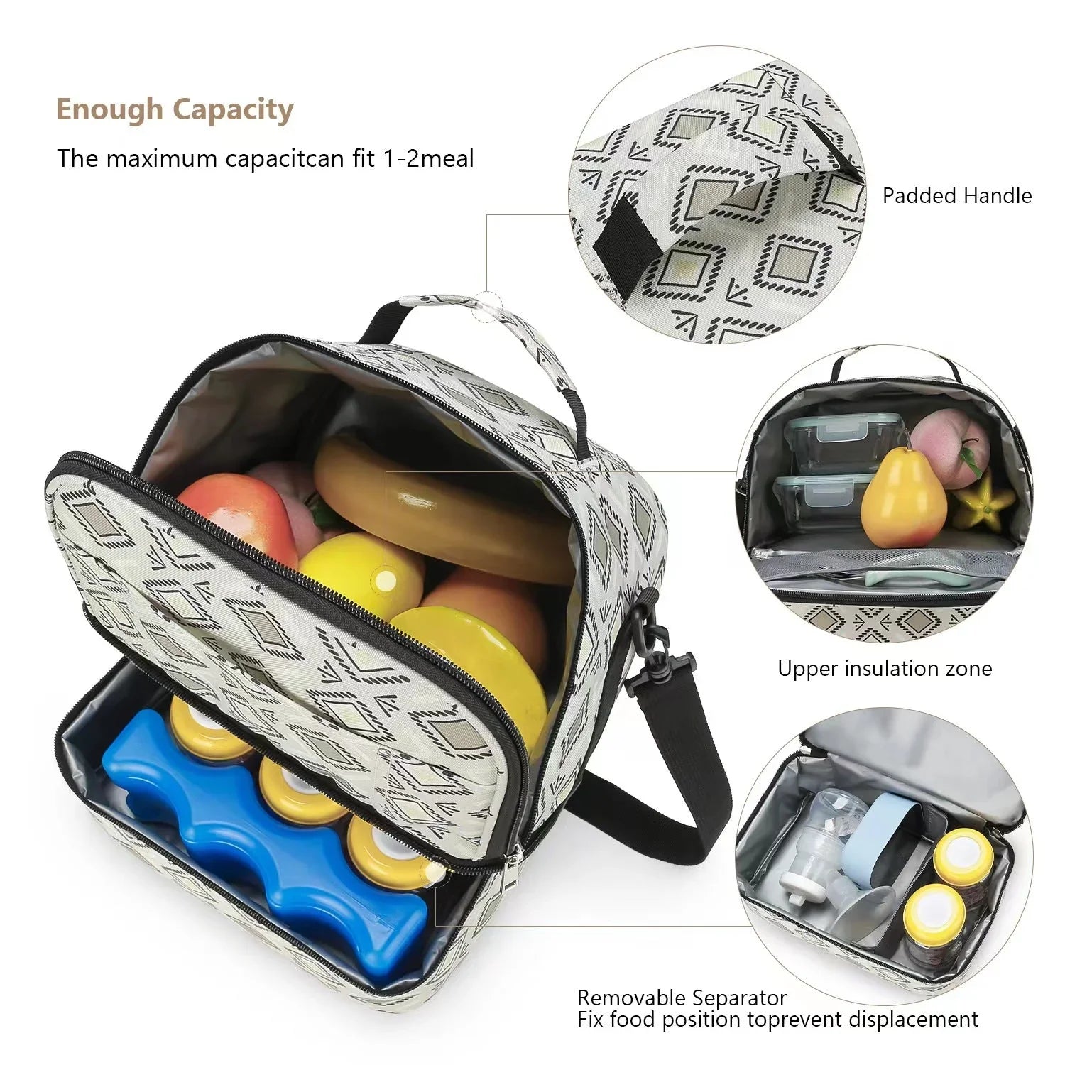 Pibi 2-in-1 Insulated bottle & Lunch Bag Grey/Black Age- Newborn ...