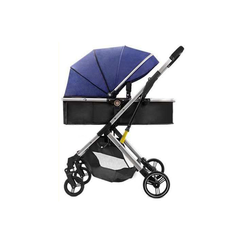 Pibi 2-in-1 Bassinet+Pram Stroller Navy Blue/Black/Chrome Silver Age ...